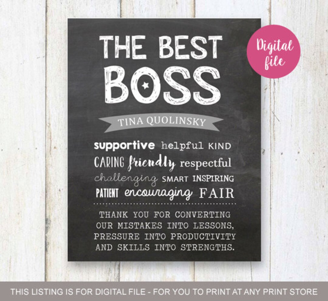 The Best Boss Gift Chalkboard Sign - Number One Boss Gift ...