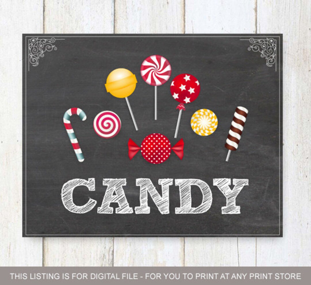Candy Bar Sign INSTANT DOWNLOAD Two Files 8x10 and 11x14 - Etsy