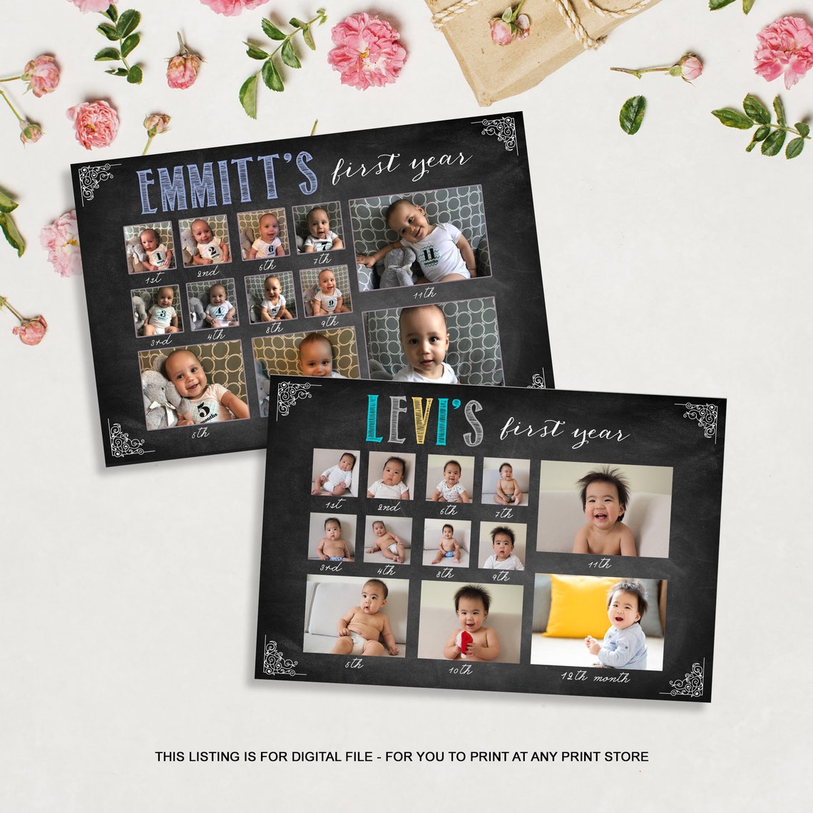 Baby Boy First Year Birthday Collage Sign Custom 1st | Etsy