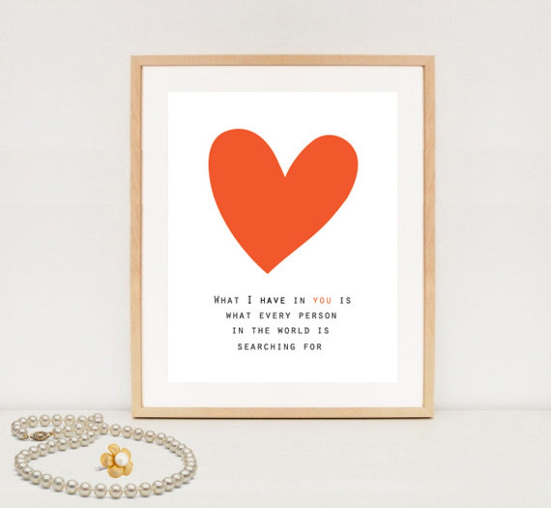 LOVE Quote Print Digital Valentines Day Poster Red Heart - Etsy