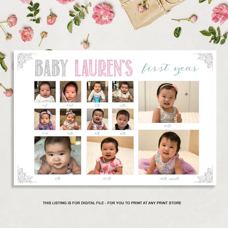 Baby Boy First Year Birthday Collage Sign Custom 1st - Etsy