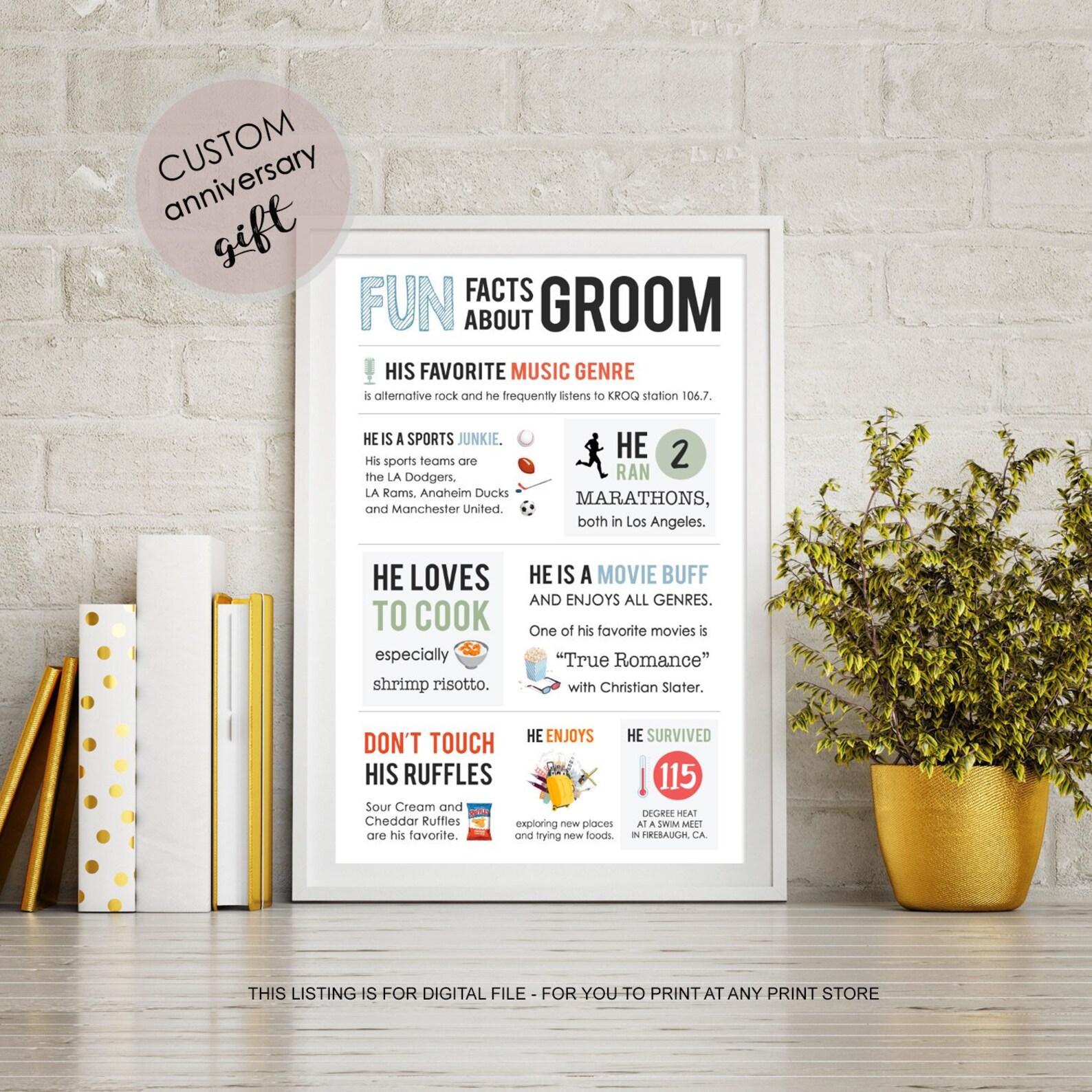 Personalized Infographic Fun Facts About Groom Sign - Bachelorette and ...