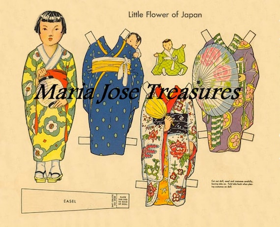 Vintage Japanese Paper Dolls Digital Download | Etsy