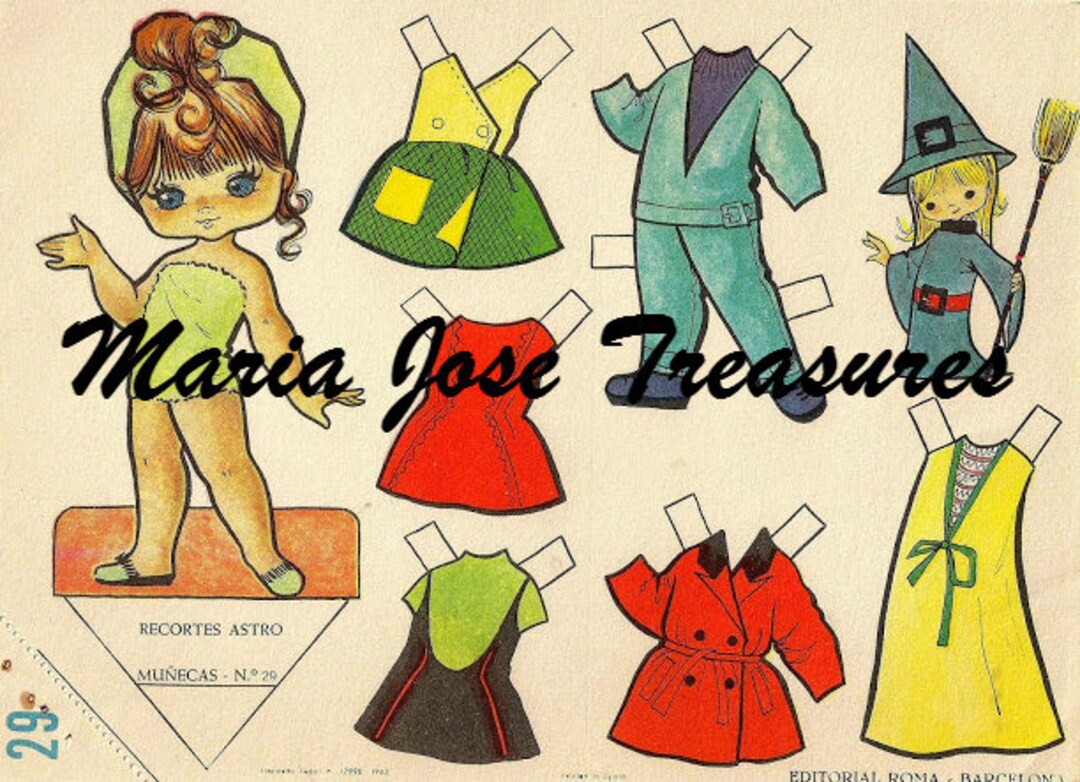 Vintage Spanish Paper Dolls With Little Witch Doll Digital Download - Etsy