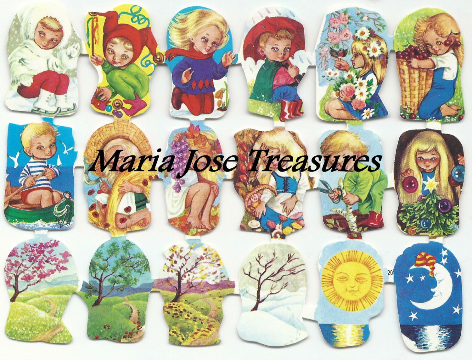 Antiguos Cromos, Pegatinas Ninos y las cuatro estaciones Digital - Etsy ...