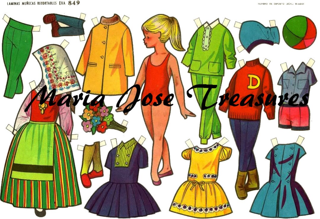 Vintage Spanish Paper Dolls With Spanish Folklore Dress Digital ...