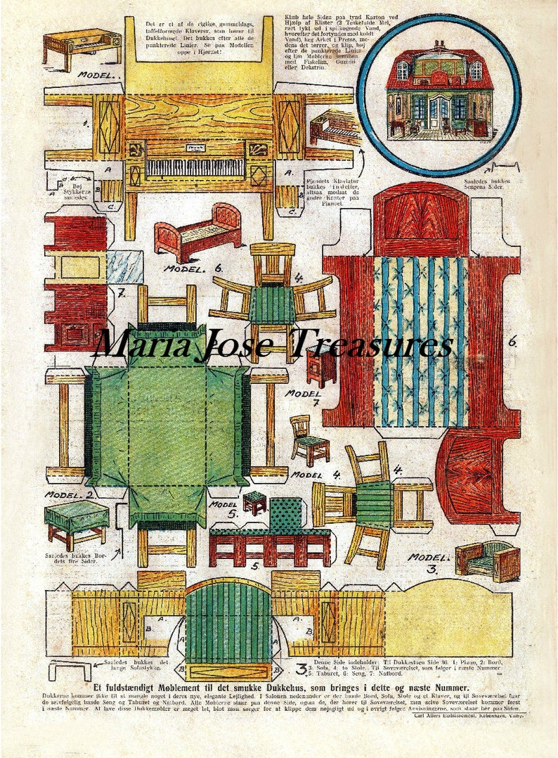 Vintage Paper Doll House Cut Outs Digital Download - Etsy