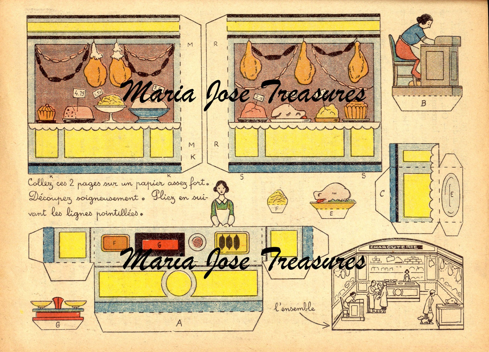 Vintage Charcuterie Shop Paper Model Cut Outs Digital Download - Etsy