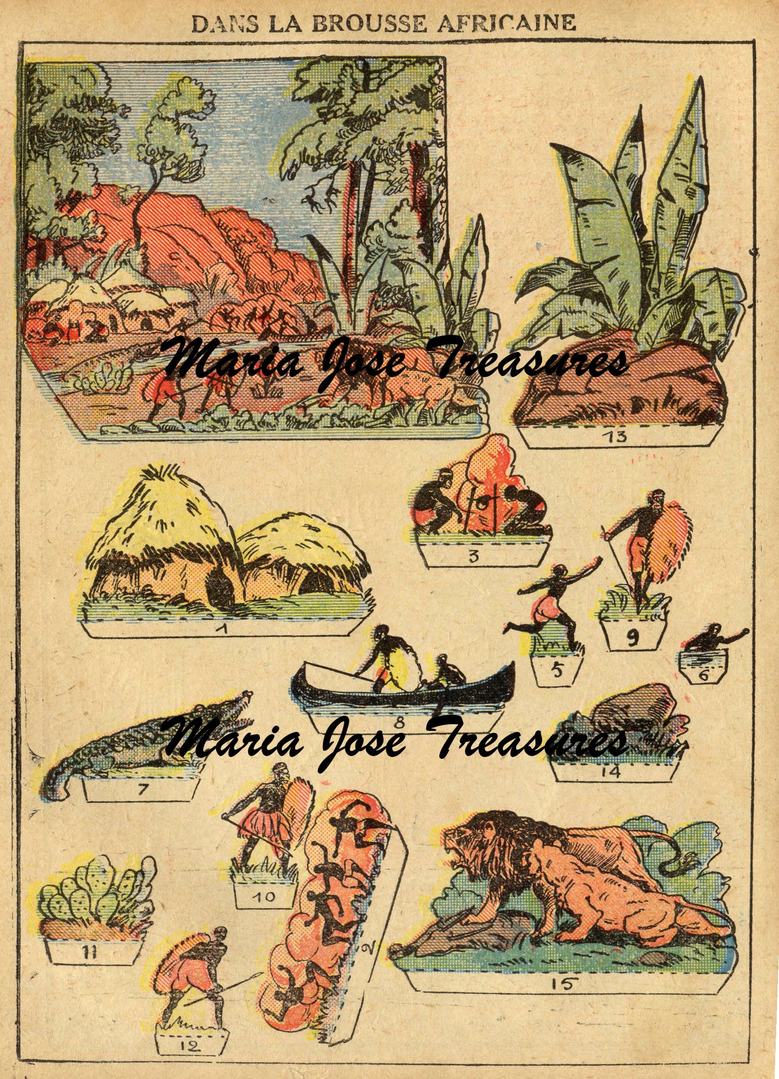 Vintage African Village Scene Paper Model Cut Outs Digital Download - Etsy