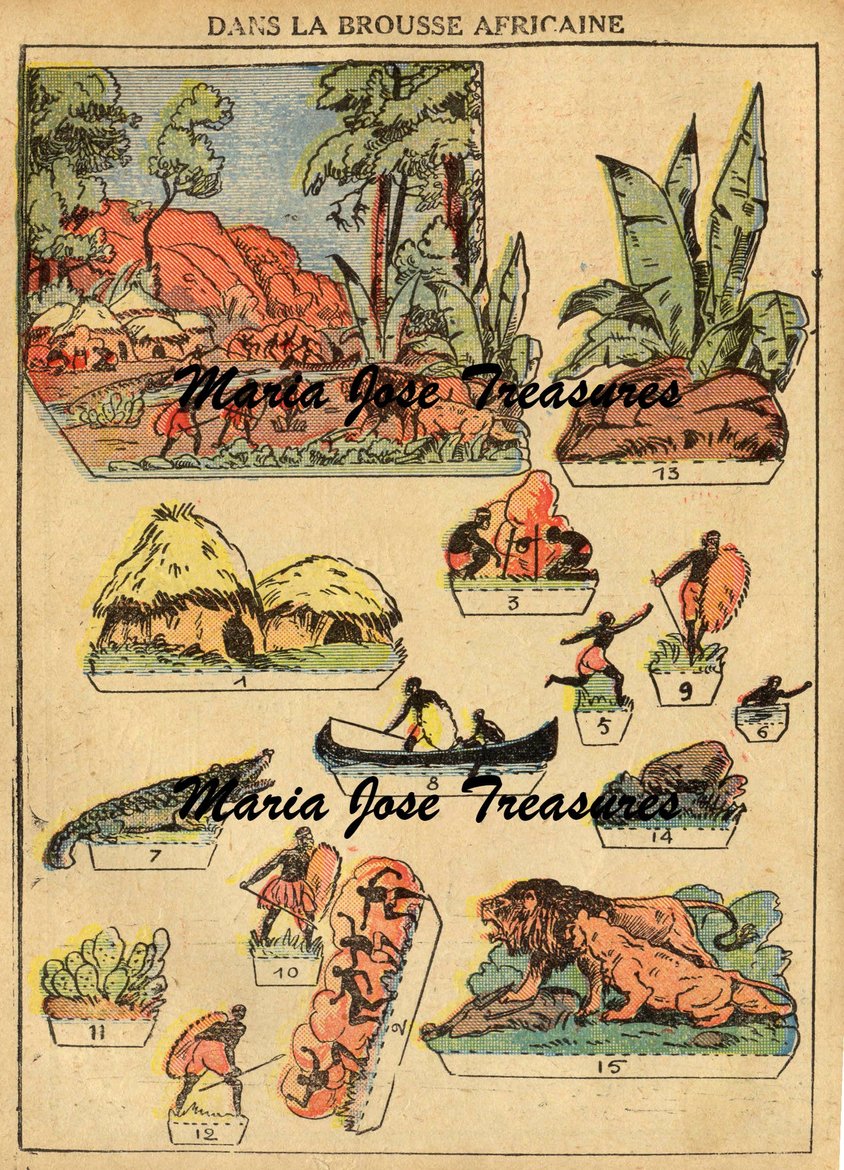 Vintage African Village Scene Paper Model Cut Outs Digital Download - Etsy