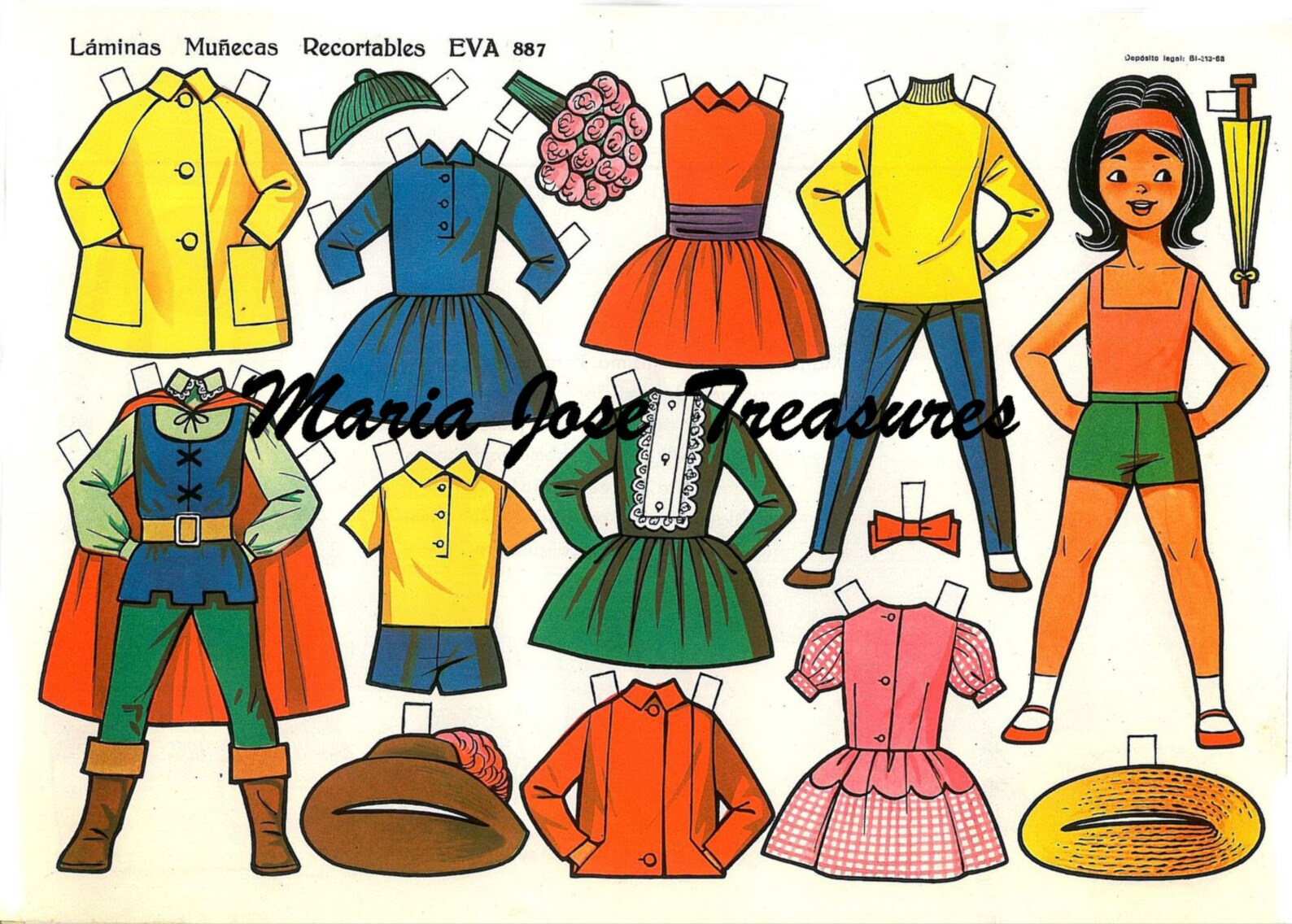 Vintage Spanish Paper Dolls With Middle Age's Man's Costume Digital ...