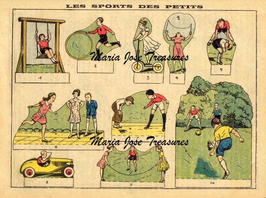 Vintage Sports Scene Paper Model Cut Outs Digital Download - Etsy