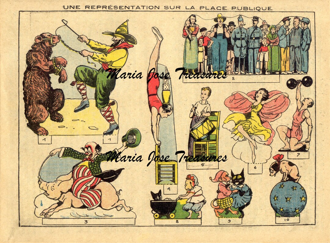 Vintage Circus in the Street Scene Paper Model Cut Outs Digital ...