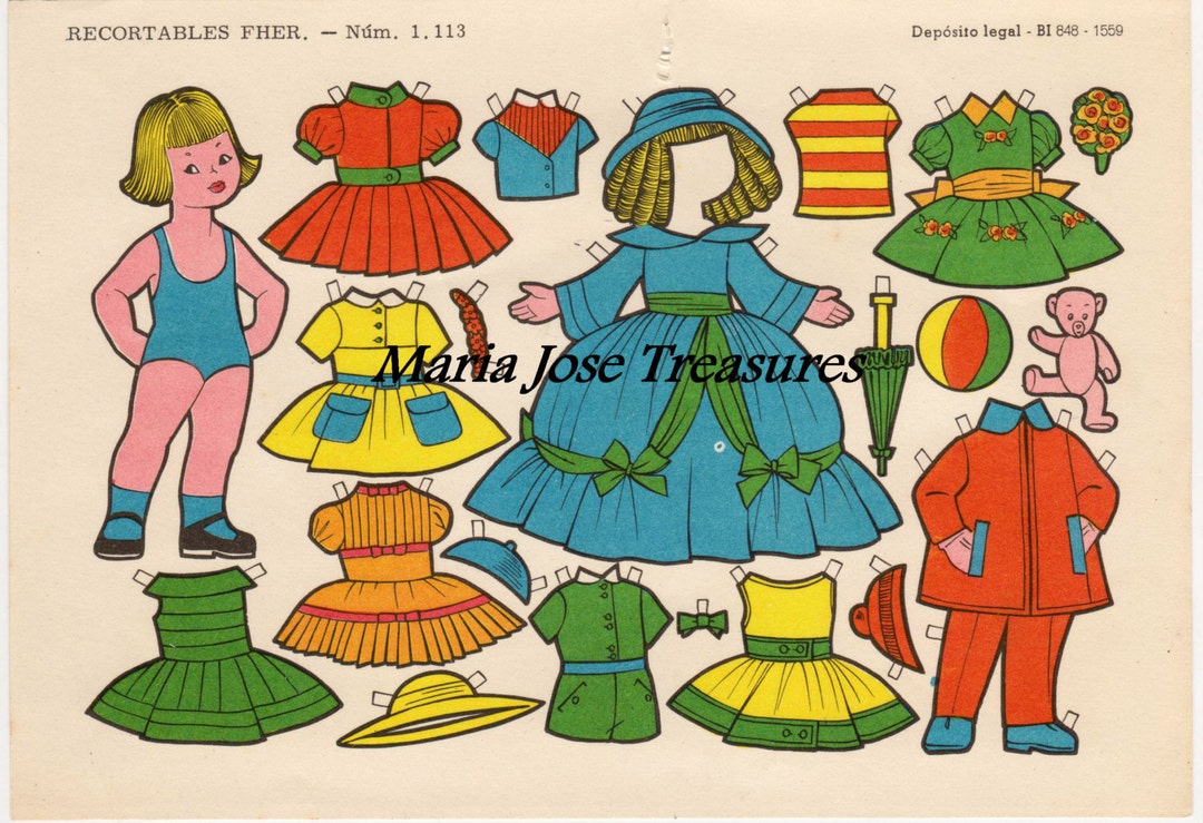 Vintage Spanish Paper Dolls With Period Dress Digital Download - Etsy