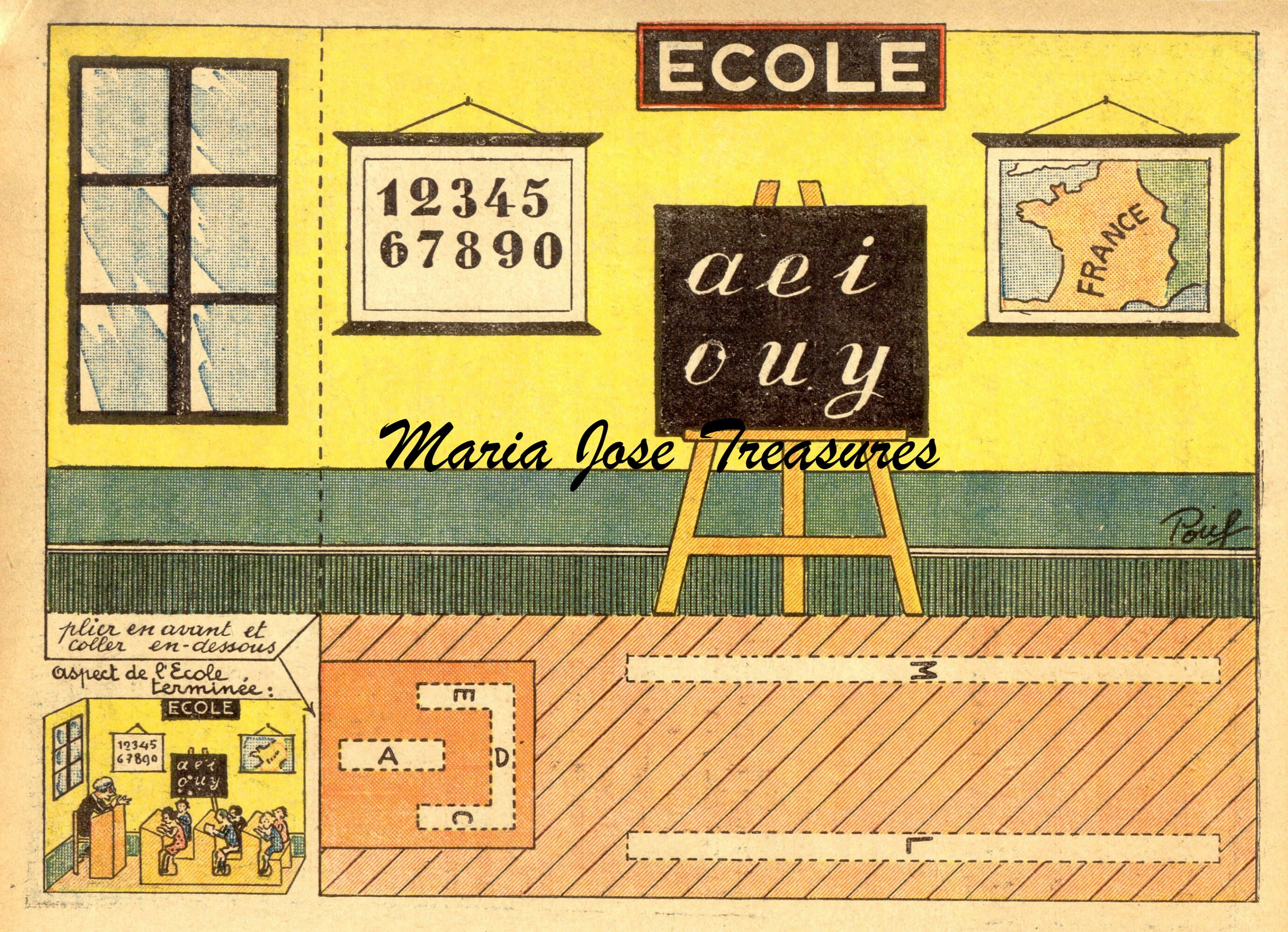 Vintage Scene classroom Paper Model Cut Outs Digital Download - Etsy