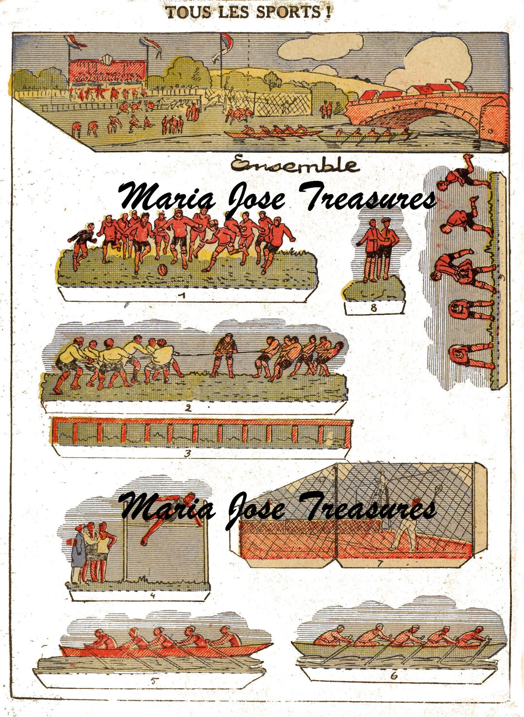 Vintage Sports Scene Paper Model Cut Outs Digital Download - Etsy