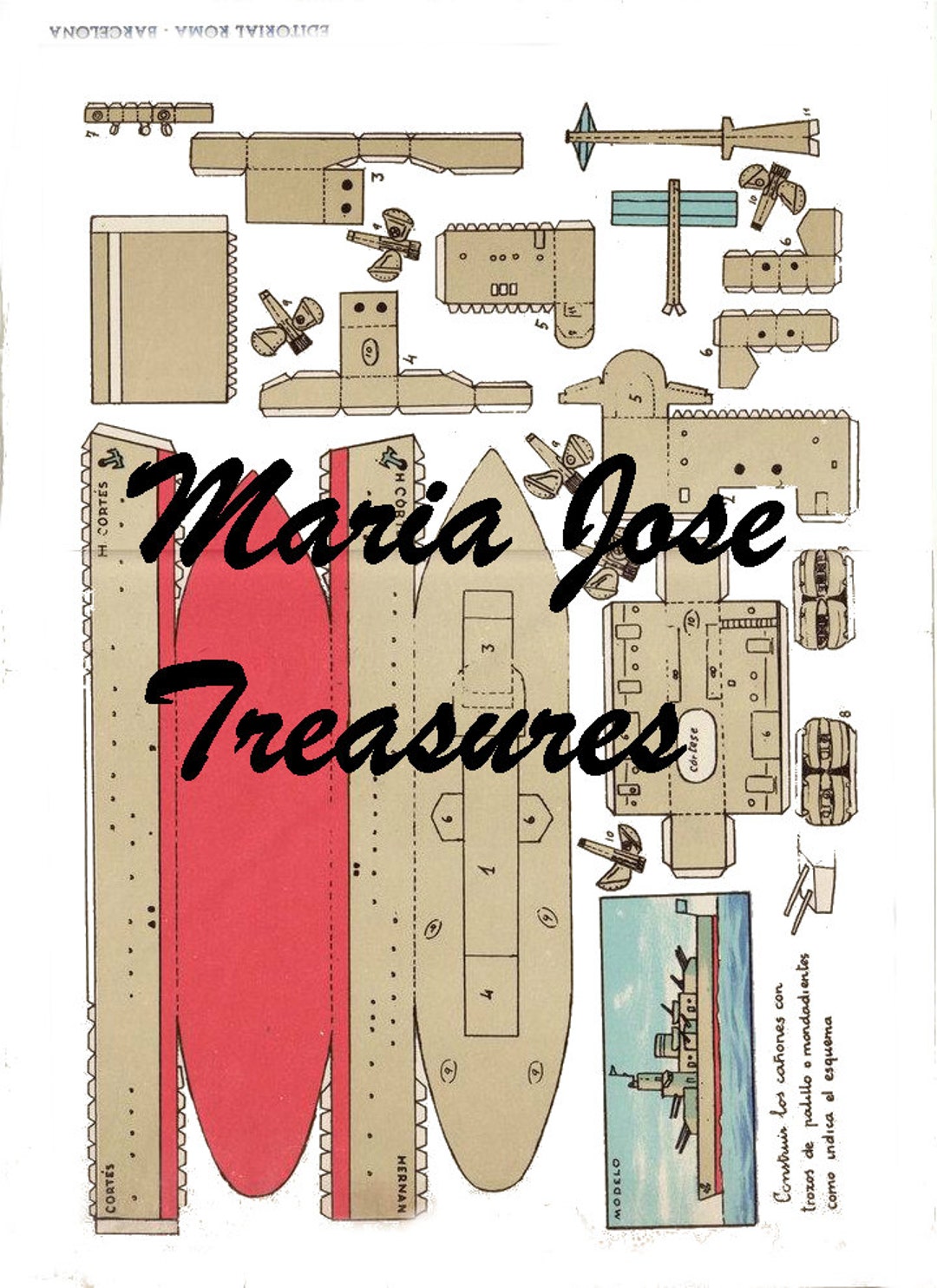 Vintage Spanish Ship Paper Model Cut Outs Digital Download - Etsy