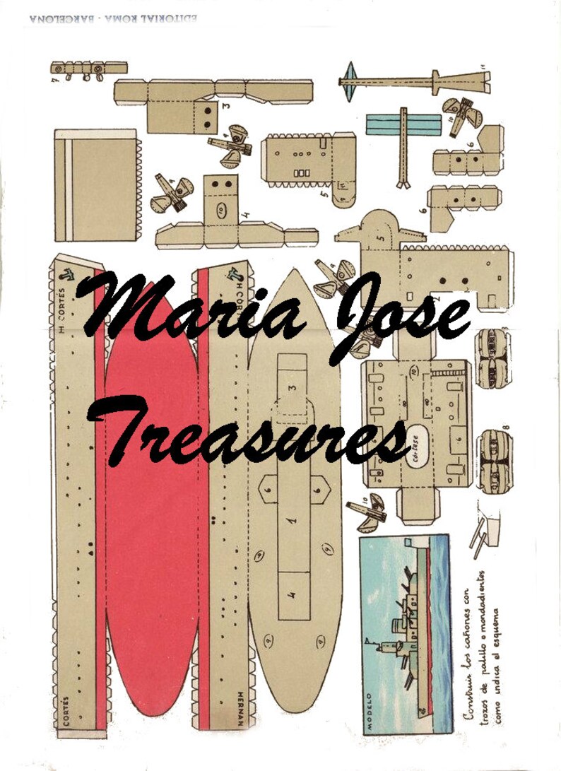 Vintage Spanish Ship Paper Model Cut Outs Digital Download - Etsy