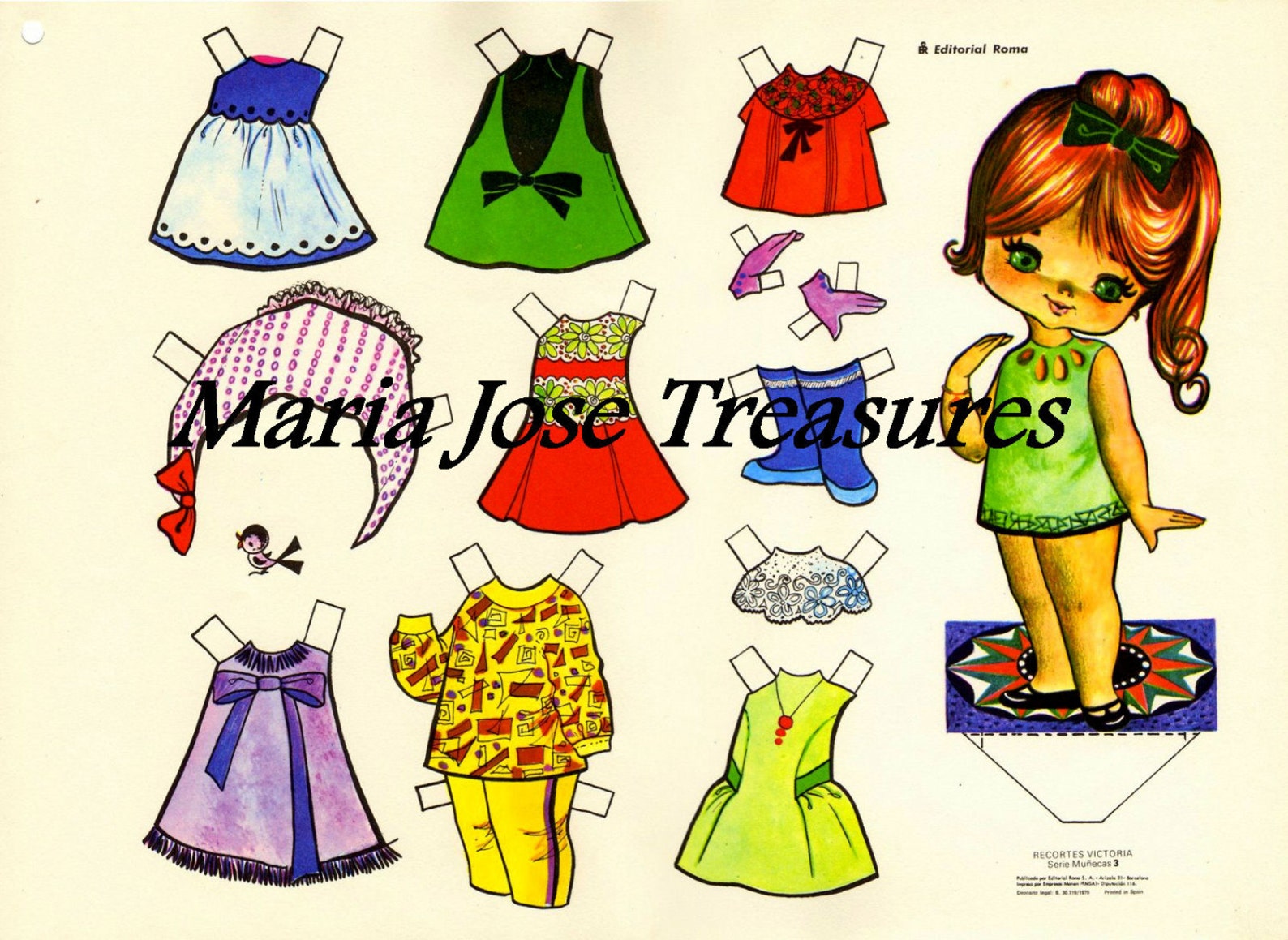 Vintage Spanish Paper Dolls with Spring clothes Digital | Etsy