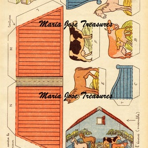 Vintage Barn Scene Paper Model Cut Outs Digital Download - Etsy