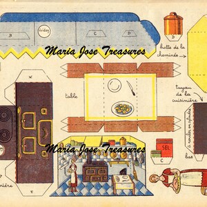Vintage Kitchen Scene Paper Model Cut Outs Digital Download - Etsy