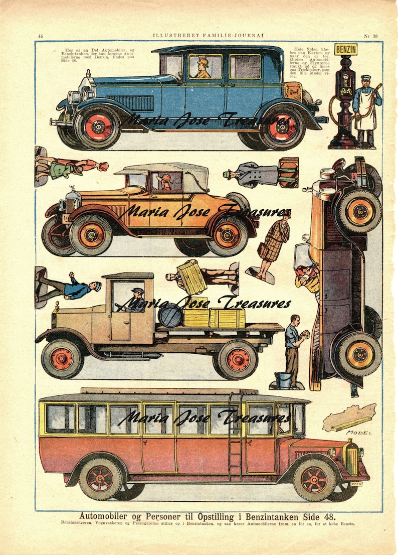 Vintage Cars Paper Doll Cut Outs Digital Download - Etsy