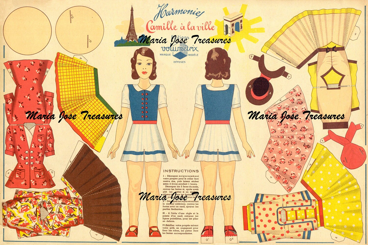 Vintage French Paper Dolls Camille Digital Download - Etsy