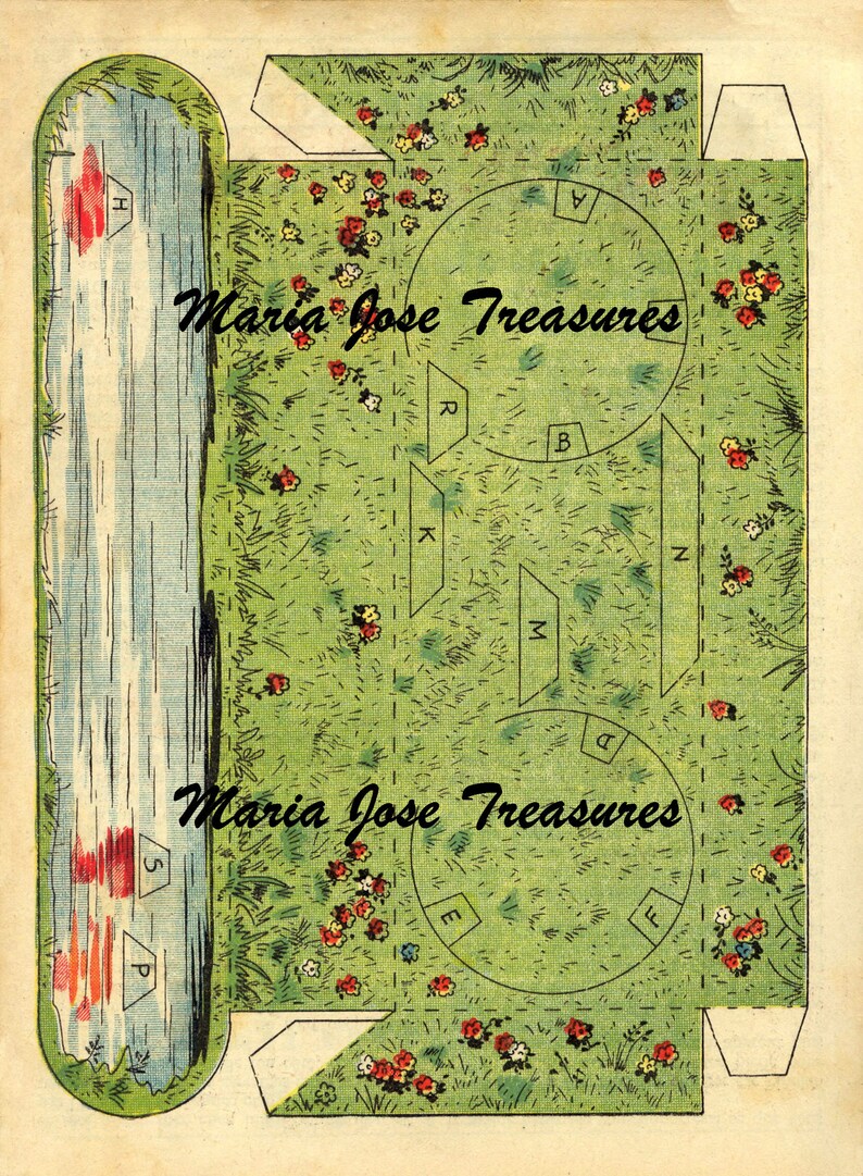 Vintage Camping Scene Paper Model Cut Outs Digital Download - Etsy