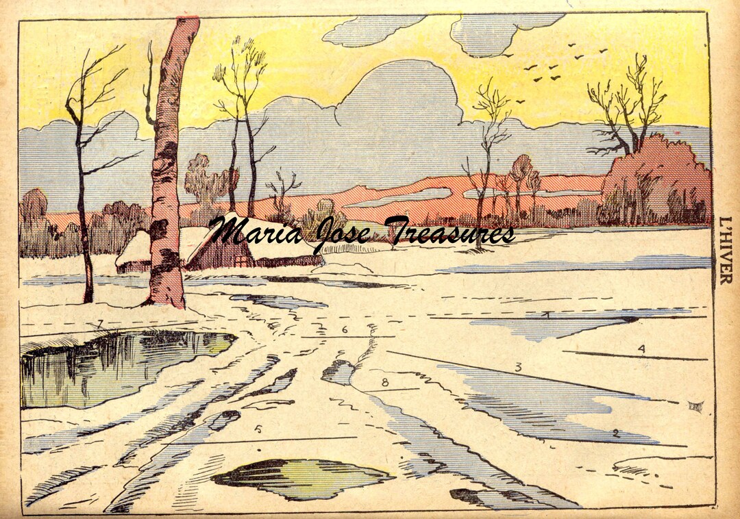 Vintage Winter Scene Paper Model Cut Outs Digital Download - Etsy