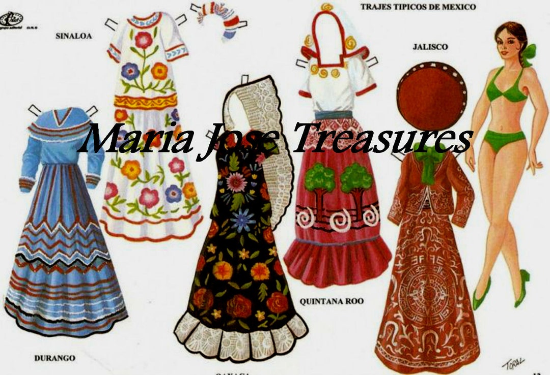 Vintage Mexican Paper Dolls Digital Download - Etsy
