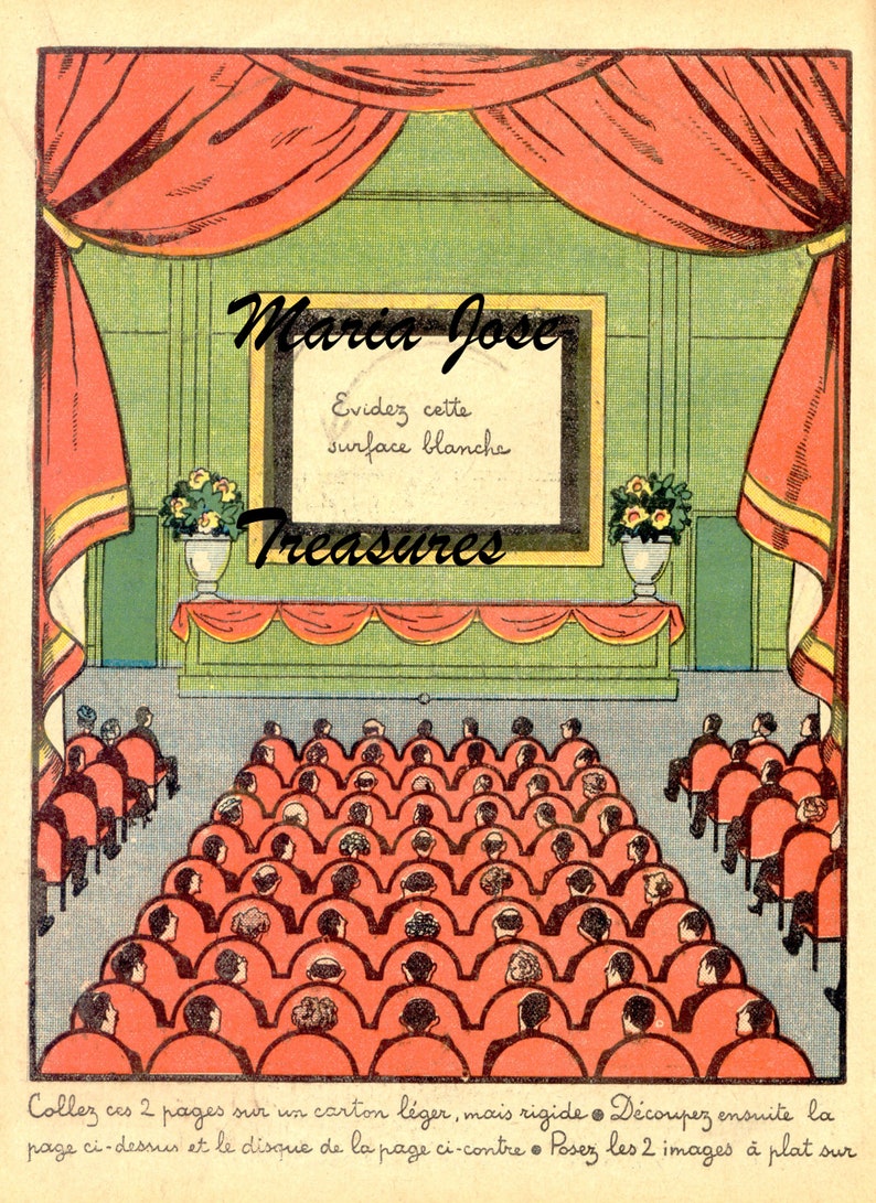 Vintage Movie Theater Spinning Paper Toy Cut Outs Digital Download - Etsy