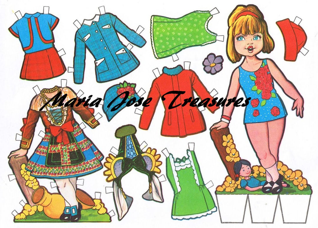 Vintage Spanish Paper Dolls With Spanish Folklore Dress Digital ...