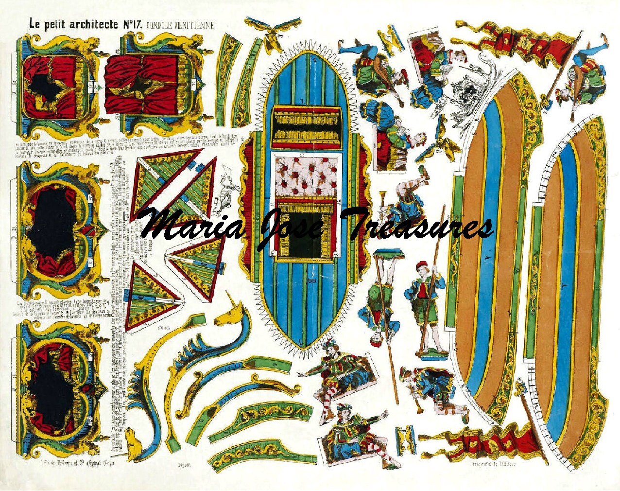 Vintage Venetian Gondola Paper Model Cut Outs Digital - Etsy