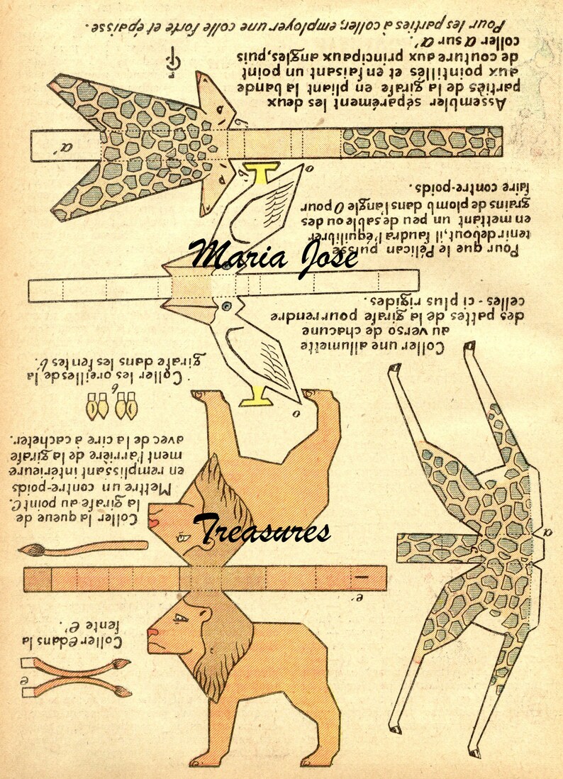 Vintage Animals Paper Model Foldable Cut Outs Digital Download - Etsy