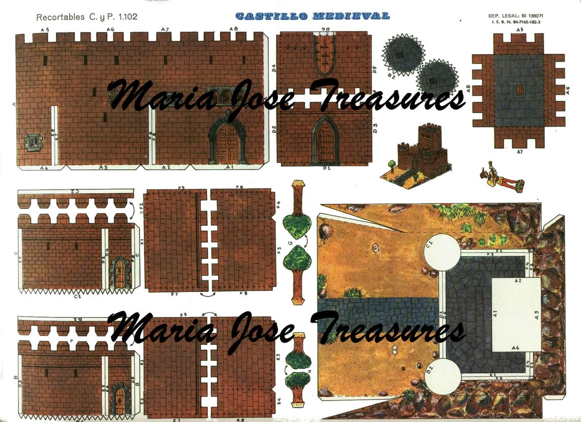 Vintage Spanish Castle Paper Cut Outs Digital Download - Etsy