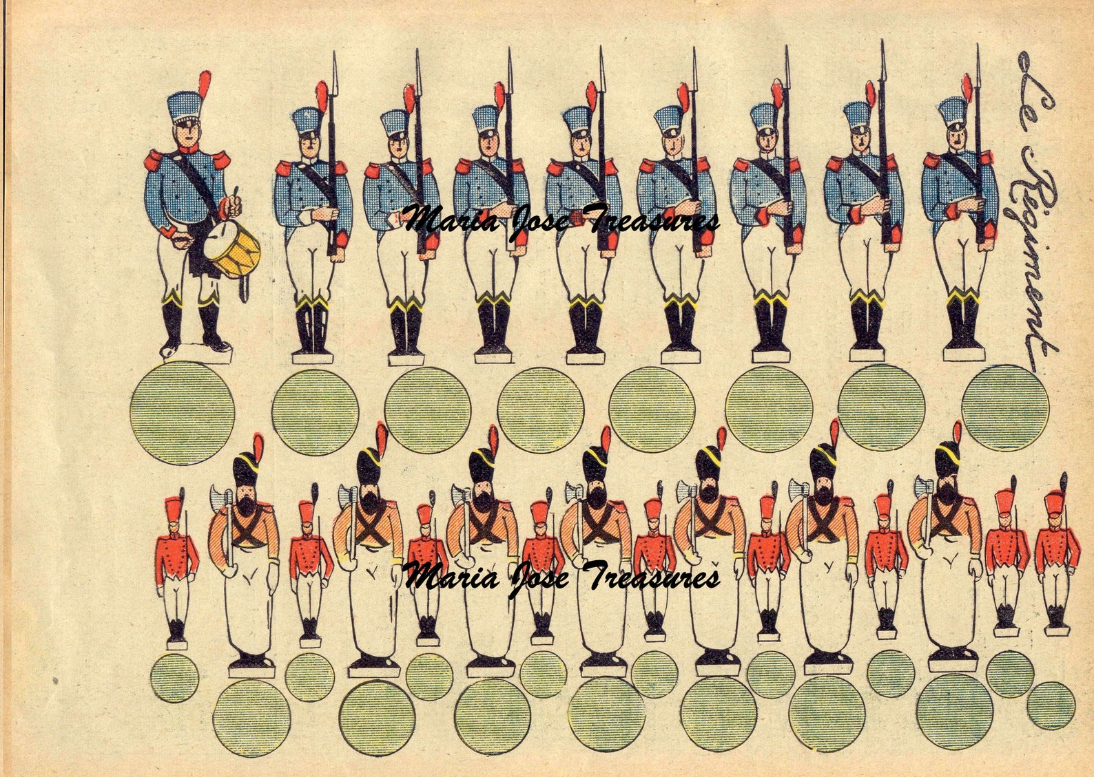 Vintage French Soldiers in Formation Paper Doll Cut Outs Digital ...