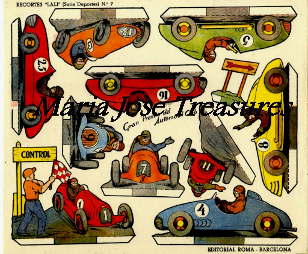 Vintage Car Race Paper Dolls Digital Download - Etsy