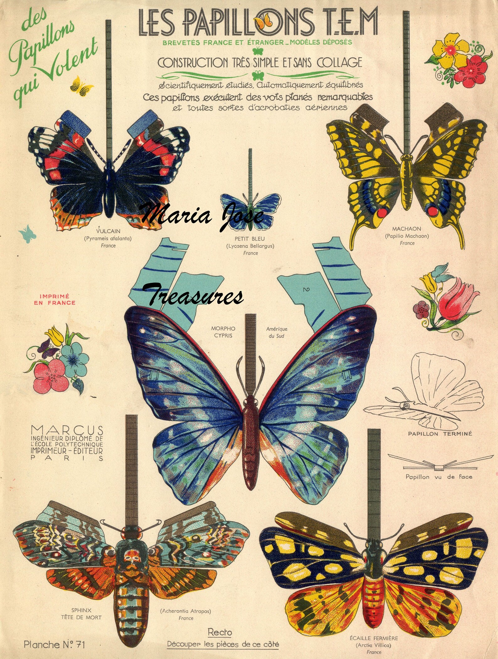 Vintage Scene butterflies Paper Model Cut Outs Digital Download - Etsy