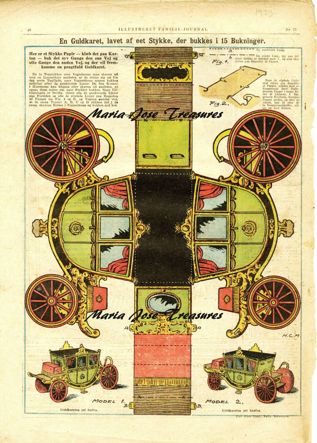 Vintage Reproduction of Horse Carriage Paper Model Cut Outs Digital ...