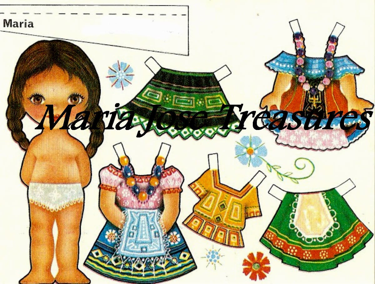 Vintage Mexican Paper Dolls Maria With Traditional Dresses Digital ...