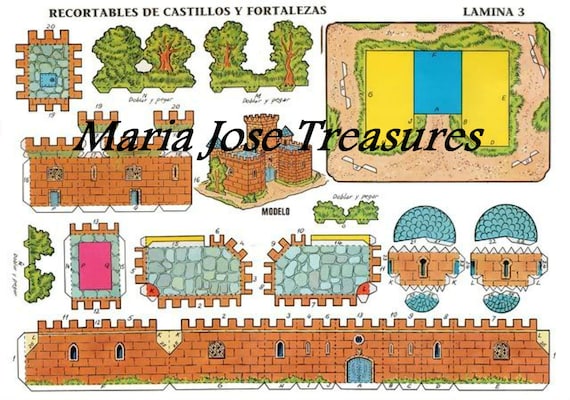 Vintage Spanish Castle Paper Cut Outs Digital Download | Etsy