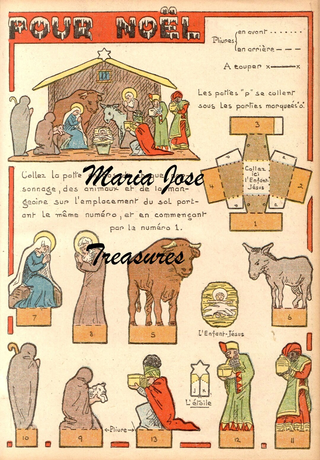 Vintage French Nativity Doll Cut Outs Digital Download - Etsy