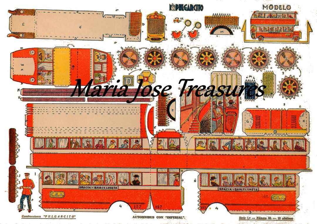 Vintage Double Decker Bus Paper Model Cut Outs Digital Download - Etsy ...