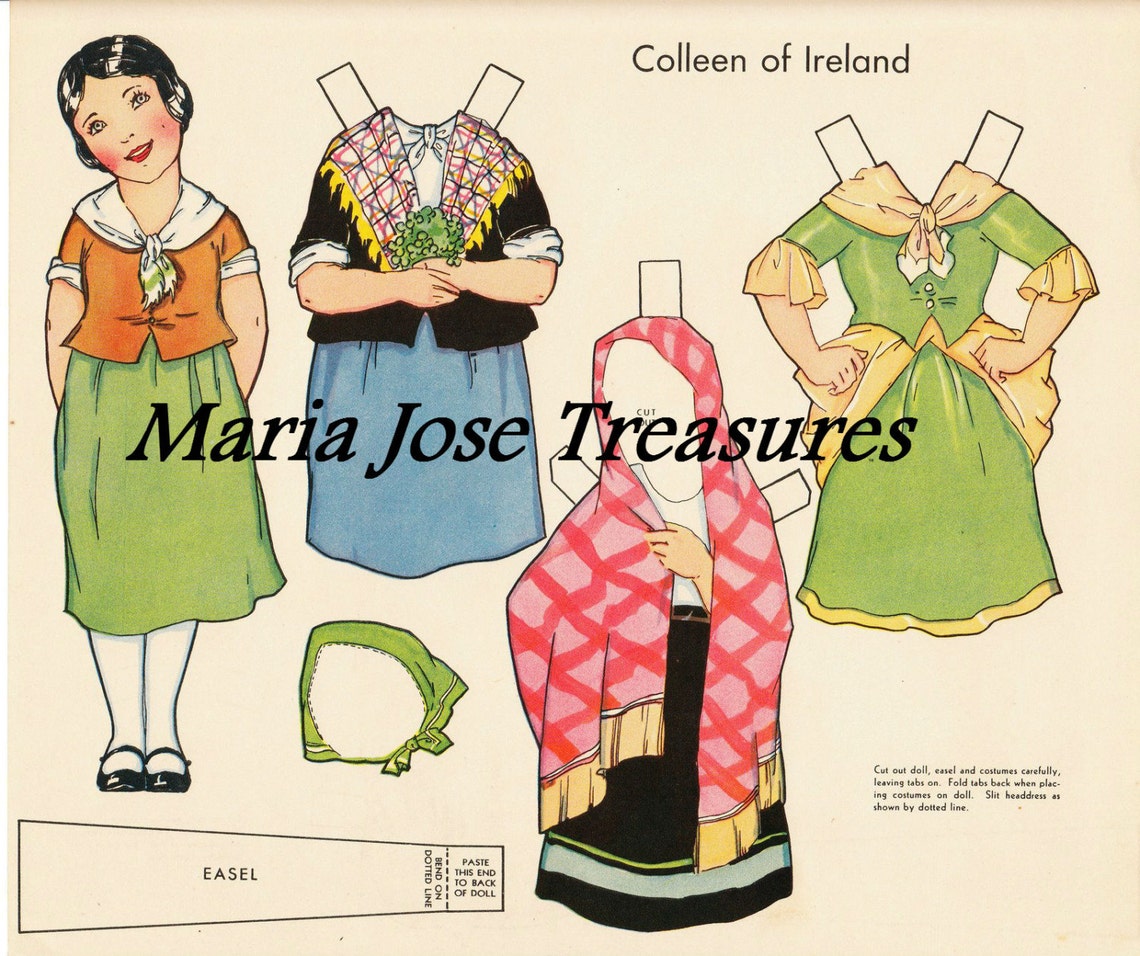 Vintage Irish Paper Dolls Digital Download - Etsy