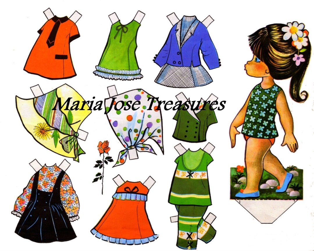 Vintage Spanish Paper Dolls With Hats and Scarves Digital Download - Etsy