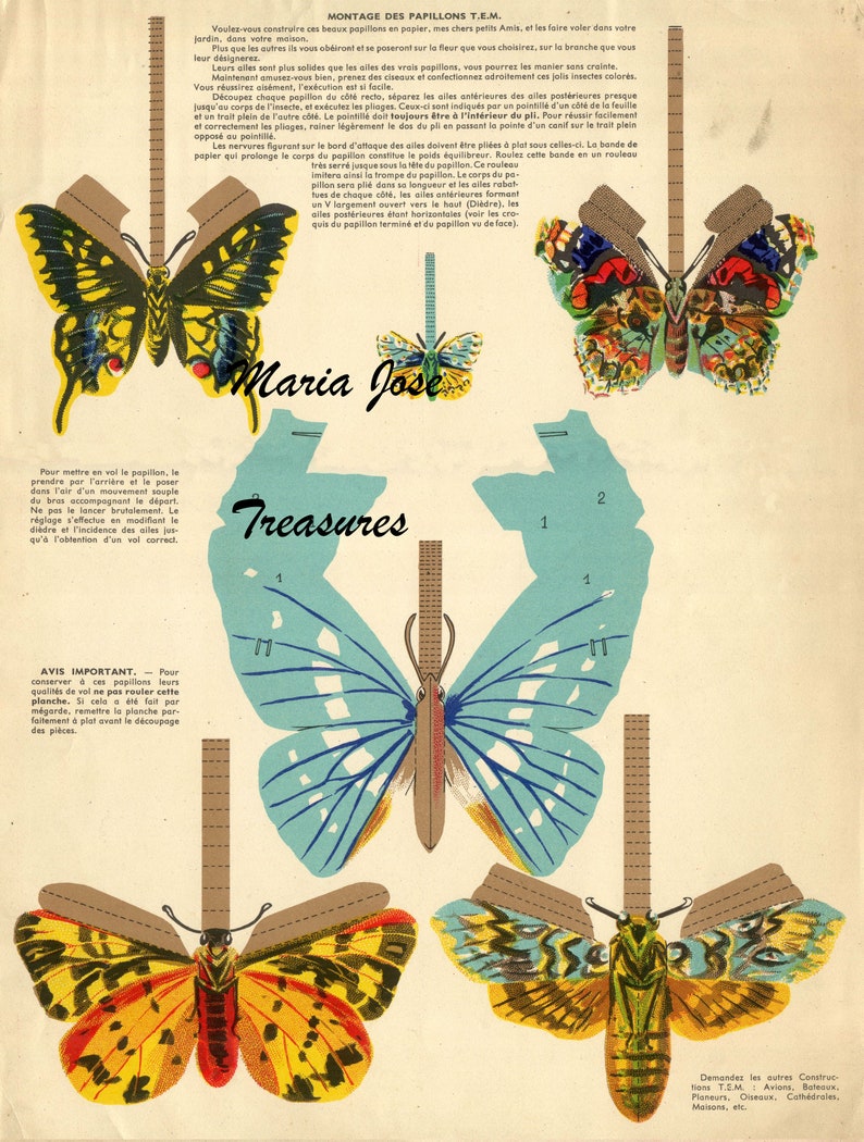 Vintage Scene butterflies Paper Model Cut Outs Digital Download - Etsy