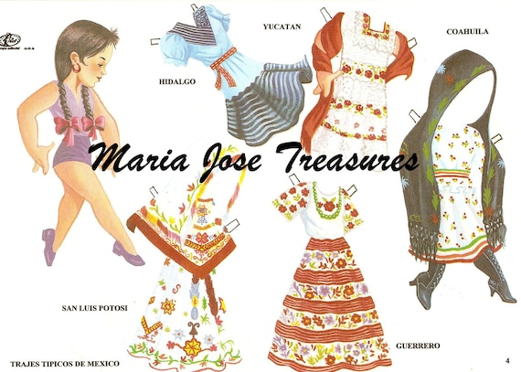 Vintage Mexican Paper Dolls Digital Download | Etsy
