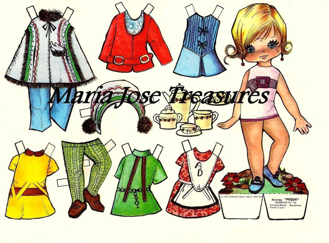 Vintage Spanish Paper Dolls Ready for Coffee or Tea Digital Download - Etsy