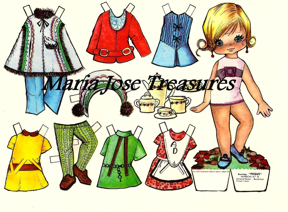 Vintage Spanish Paper Dolls Ready for Coffee or Tea Digital Download - Etsy