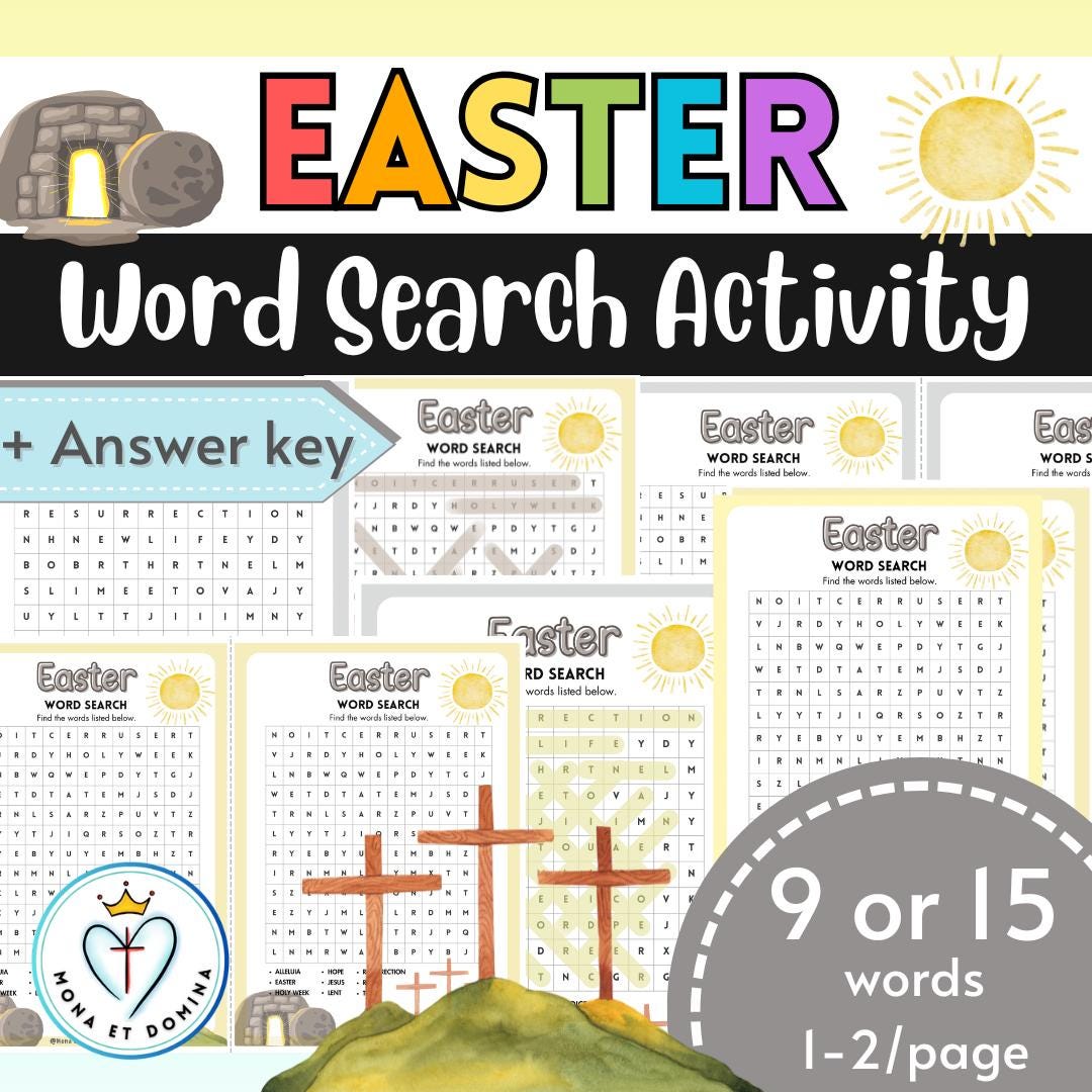 Easter Word Search Puzzles Catholic Christian Worksheet Lent Holy Week ...
